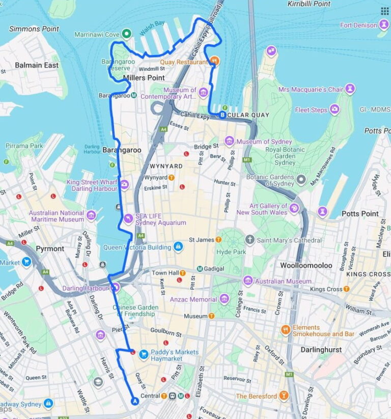 The Traffic-Free Walk From Central Station to Circular Quay
